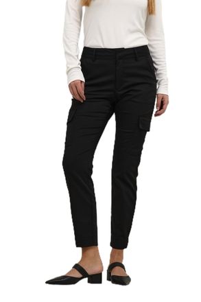 Kaffe Casual Hose Kalea Damen Hose 7/8 Cargo Casual Slim Fit Cargohose aAfgesetzten Taschen 40, Black Deep 40