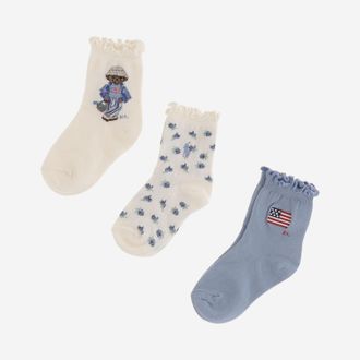 Polo Ralph Lauren Kids Childrens Sock Set Ivory Socks: Cotton Tights & Socks