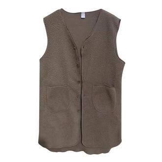 Generic Gilet en Molleton Polaire Doux sans Manche Coupe Classique Womens Fleeced Vest Femme Gilet sans Manche Femme Bouton Matelass&eacute;e D&eacute;bardeur Veste avec Po