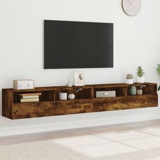vidaXL Vidaxl - Meubles tv muraux 2pcs ch&ecirc;ne fum&eacute; 100x30x30cm bois ding&eacute;nierie