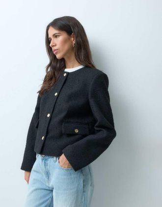 Asos Veste ajust&eacute;e en boucl&eacute; noire