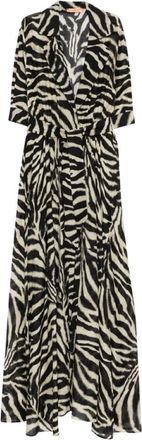 Ermanno Scervino Femme, Robes, Multicolore, Taille: 36 FR Robe Chemise Longue Imprim&eacute; Z&egrave;bre