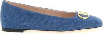 Valentino Garavani Femme, Chaussures, Bleu, Taille: 40 EU Ballerines en denim VLogo Signature