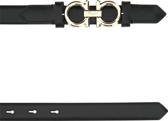 Ferragamo Double-Ring Buckle Calf Belt - Black