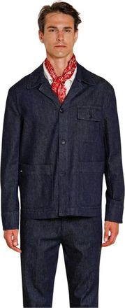 Mason's Homme, Vestes, Bleu, Taille: S Veste de travail surchemise en denim