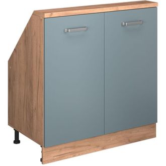 Vicco Dachschr&auml;genschrank Rion, Blau-Grau/Goldkraft Eiche, mit 2 T&uuml;ren, Vicco