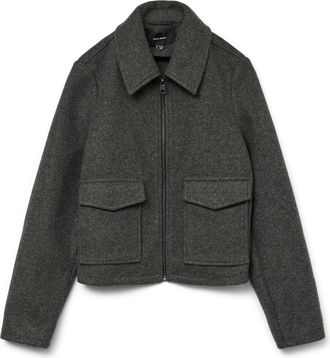Vero Moda Damen Vmsafir Short Jacket Ga Noos, Dark Grey Melange, x_s