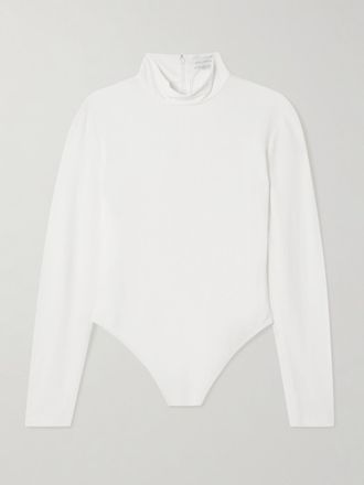 Stella McCartney Body Aus Cr&ecirc;pe De Chine Mit Stehkragen - Wei&szlig;