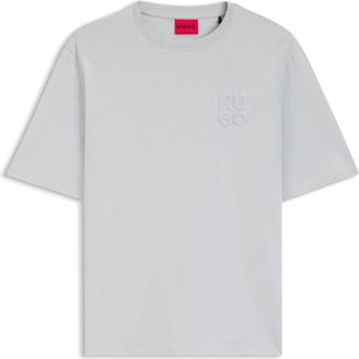 HUGO BOSS Herren Dleek IN T-Shirt aus Baumwoll-Jersey mit Stack-Logo Hellgrau L