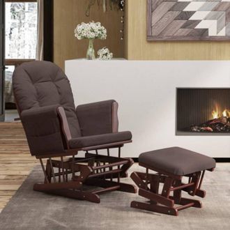 vidaXL Schaukelsessel mit Hocker Gleitend Braun Stoff - Vidaxl