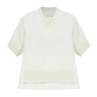 sacai Haut &agrave; Mati&egrave;res Mixtes - Femme - Pulls - Beige - Taille: 40 FR