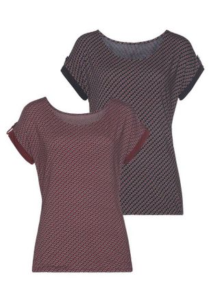Vivance Kurzarmshirt mit dekorativem &Auml;rmelsaum (2er-Pack) aus weichem Viskose-Stretch
