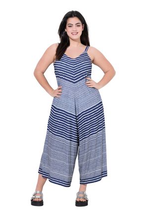 Angel Of Style Damen große Größen Übergrößen Plus Size Jumpsuit, A-Line, Streifen dunkelblau 54 842143750-54