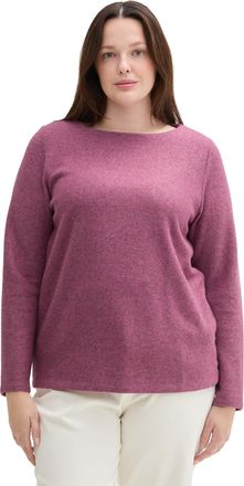 Tom Tailor Damen Plussize Cosy Sweatshirt mit Knöpfen, 35895 - Pink Velvet Melange, 52
