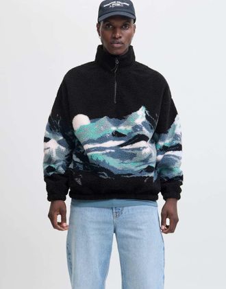 Jack & Jones Fleece-Sweatshirt in Schwarz