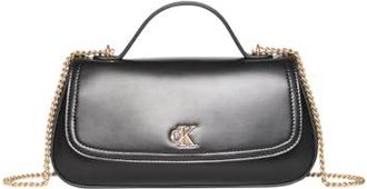 Calvin Klein Sac &agrave; bandouli&egrave;re pour femme Top Handle Noir LV04F3282G, Noir / or antique, Medium