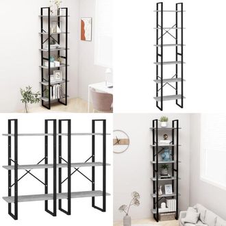 vidaXL Vidaxl - Lagerregal Betongrau 60x30x210 cm Holzwerkstoff - Regal - B&uuml;cherregal - Lageregal - Wohnwandregal - Metallregal - Home & Living