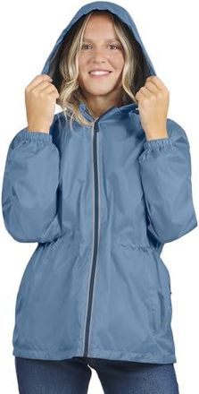 Perletti Veste Femme Impermeable à Capuche Détails Réfléchissants - Poncho Pluie Fille Coupe Vent Sport Running Pliable - Manteau Femme Hiver Léger Résistant -