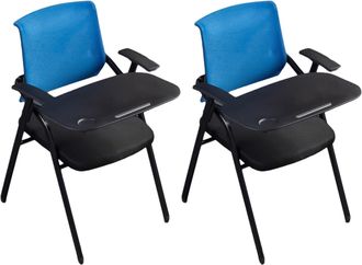 Generic Set mit 2 stapelbaren Klappst&uuml;hlen f&uuml;r Wartezimmer, B&uuml;ro & Konferenzraum - Netz-Empfangsst&uuml;hle mit Armlehnen - Ergonomische graue G&auml;stest&uuml;hle