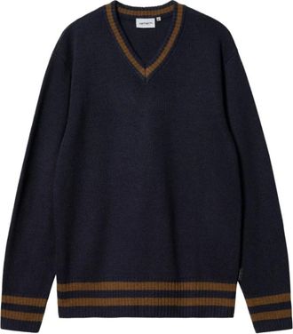 Carhartt Work in Progress Homme, Pulls, Bleu, Taille: XL Maille &agrave; col en V