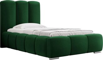 Mirjan24 Polsterbett Widoni mit Bettkasten, Bettgestell mit Lattenrost, Metallfüße - Chrom, Bett mit Polsterkopfteil und Vertikale Streifen Nähdesign (Kronos 1