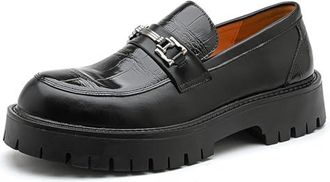 Generic Mocassins Penny Mocassins &agrave; enfiler en cuir pour homme - Mocassins d&eacute;contract&eacute;s - Pour la marche - Chaussures bateau tendance, Noir, 39 2/3 EU