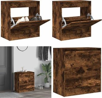 vidaXL Schuhschrank R&auml;uchereiche 60x34x63,5 cm Holzwerkstoff - Schuhschrank - Schrank F&uuml;r Schuhe - Schuhregal - Holzwerkstoffm&ouml;bel - Garderobe - Home &