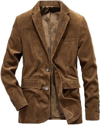 Generic Veste Blazer Vintage pour Homme en Velours c&ocirc;tel&eacute;, Deux Boutons, Style Sport et d&eacute;contract&eacute;, Couleur caf&eacute;, Taille 4XL