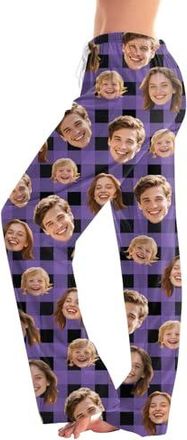 Generic Pantalon de pyjama personnalis&eacute; - Pantalon de pyjama personnalis&eacute; avec photo visage doux pour adultes, violet, S