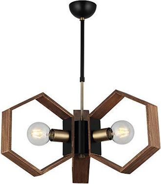 Homemania Pendelleuchte, Metall, Gold, Schwarz, Holz