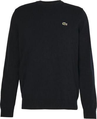 Lacoste Homme, Pulls, Bleu, Taille: L Maille de coton m&eacute;lang&eacute; avec &eacute;cusson logo