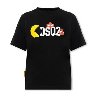 Dsquared2 Schwarzes T-Shirt mit Rundhalsausschnitt - - Tops - Damen - Schwarzk - M