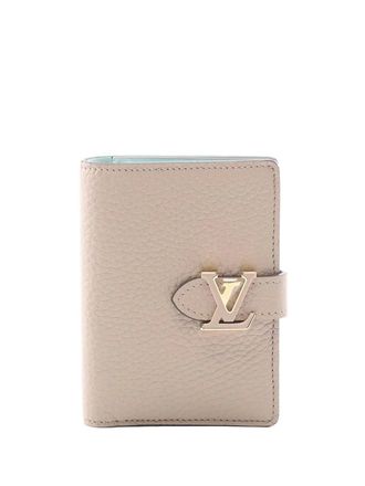Louis Vuitton petit portefeuille en cuir Taurillon LV Vertical Compact (2021-2025) - Marron