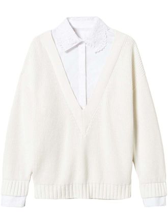 Twin-Set pull à détail de chemise - Blanc