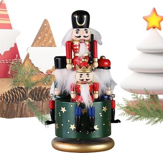 Generic Nussknacker-Weihnachtsspieluhr - handbemalte, rotierende Musikfigur mit LED-Lichtern | Schneekugel-Effekt, klassisches Urlaubs-Nussknacker-Ballett-The