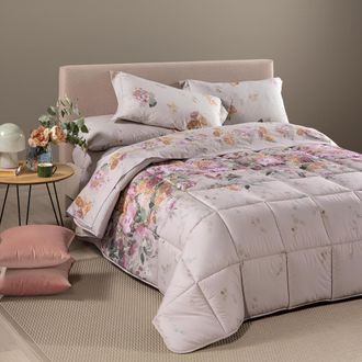 Caleffi Ikebana Winter-Steppdecke f&uuml;r Doppelbett, 260 x 265 cm, aus reiner Baumwolle, Digitaldruck, antiallergische F&uuml;llung 300 g/m&sup2;, hergestellt in Italien