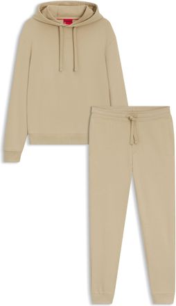 HUGO BOSS Herren Tracksuit DapoDayote Zweiteiliges Trainingsanzug-Set aus Baumwoll-Terry mit Logo-Print Beige XS
