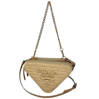 Prada Pre-owned Vintage Raffia Umh&auml;ngetasche - - Pre-owned - Damen - Braun - ONE SIZE