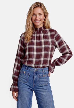 Zero Karobluse Damen mit Stehkragen