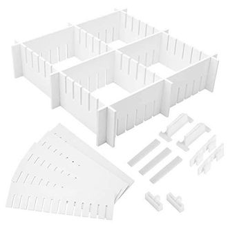NUOBESTY S&eacute;Parateurs De Tiroir En Plastique, Lot De 34 Pcs, Organisateur R&eacute;Glable Pour Rangement De V&ecirc;Tements, Accessoires, Bureau, Longueur 47cm, Hauteur 5cm 