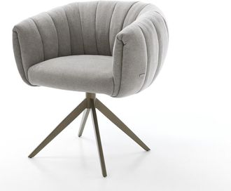 DELIFE Drehstuhl Jada-Flex Strukturstoff Soft Grau Kreuzgestell breit Effektfinish Titan 360&deg; drehbar Wippfunktion Taschenfederkern, Esszimmerst&uuml;hle