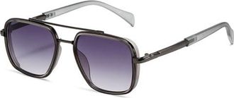 Generic Lunettes de soleil de luxe à double pont pour femme - Style rétro dégradé - UV400 - Lunettes de soleil dextérieur punk - Gris pistolet - Taille unique