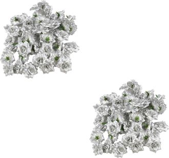 Cabilock 100stücke Künstliche Silber-rosenköpfe Seide Für Hochzeiten Bastelprojekte Hut Und Kleidungsdekoration Lifelike Blumen Für Alben Karten Und Partys