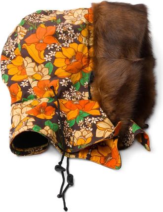 Prada Kapuze mit Shearling-Besatz - Braun