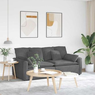 vidaXL Modulares Sofa mit Kissen Dunkelgrau - Vidaxl