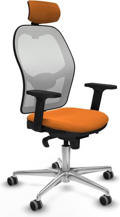 Piqueras y Crespo Computerstuhl mit 2D-Armen, h&ouml;henverstellbare Lendenwirbelst&uuml;tze und h&ouml;henverstellbares Kopfteil, Wei&szlig;/Orange