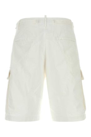 Dsquared2 Mens Cotton Cargo Shorts White Elastane