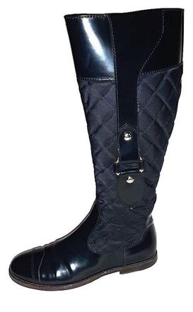 Burberry Black Quilted Leather & Nylon Boots Size 37