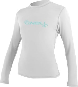 O'Neill Womens Basic Skins Long Sleeve Sun Shirt Rash Vest, White, 2XL