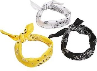 Urban Classics Lot de 3 Bandanas Multicolores, Noir + Jaune + Blanc, Taille Unique Mixte